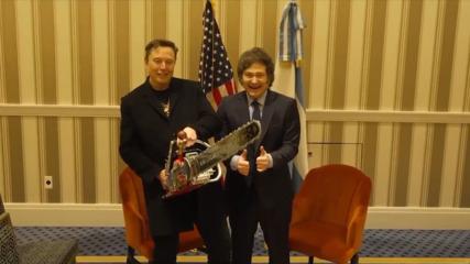 Argentine president gifts Elon Musk a chainsaw
