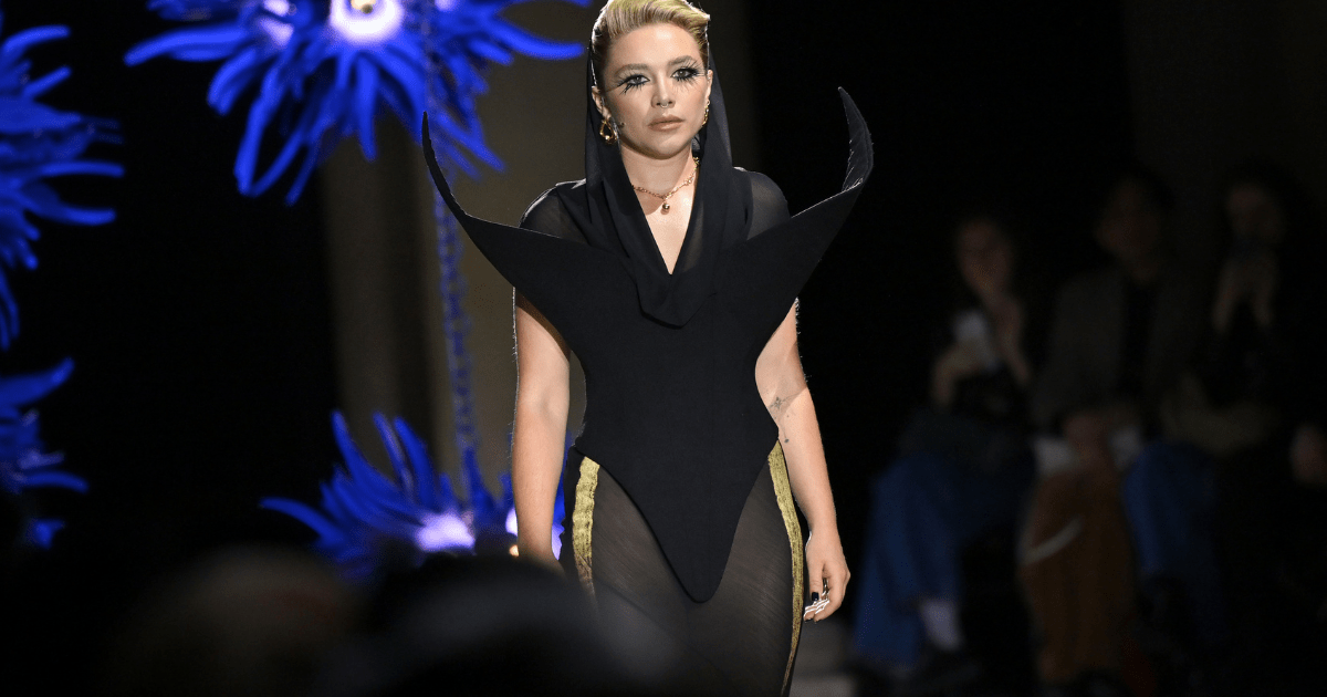 Florence Pugh Wows in Structural Hooded Gown in LFW Photos