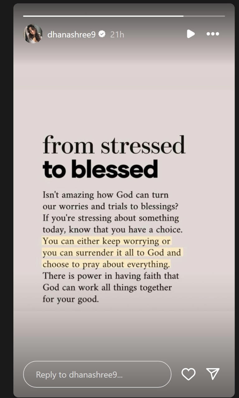 Dhanashree Verma's cryptic post amid Yuzvendra Chahal divorce rumours: 'Worry or surrender'