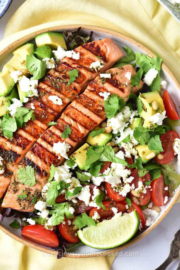 Grilled Salmon salad recipe
