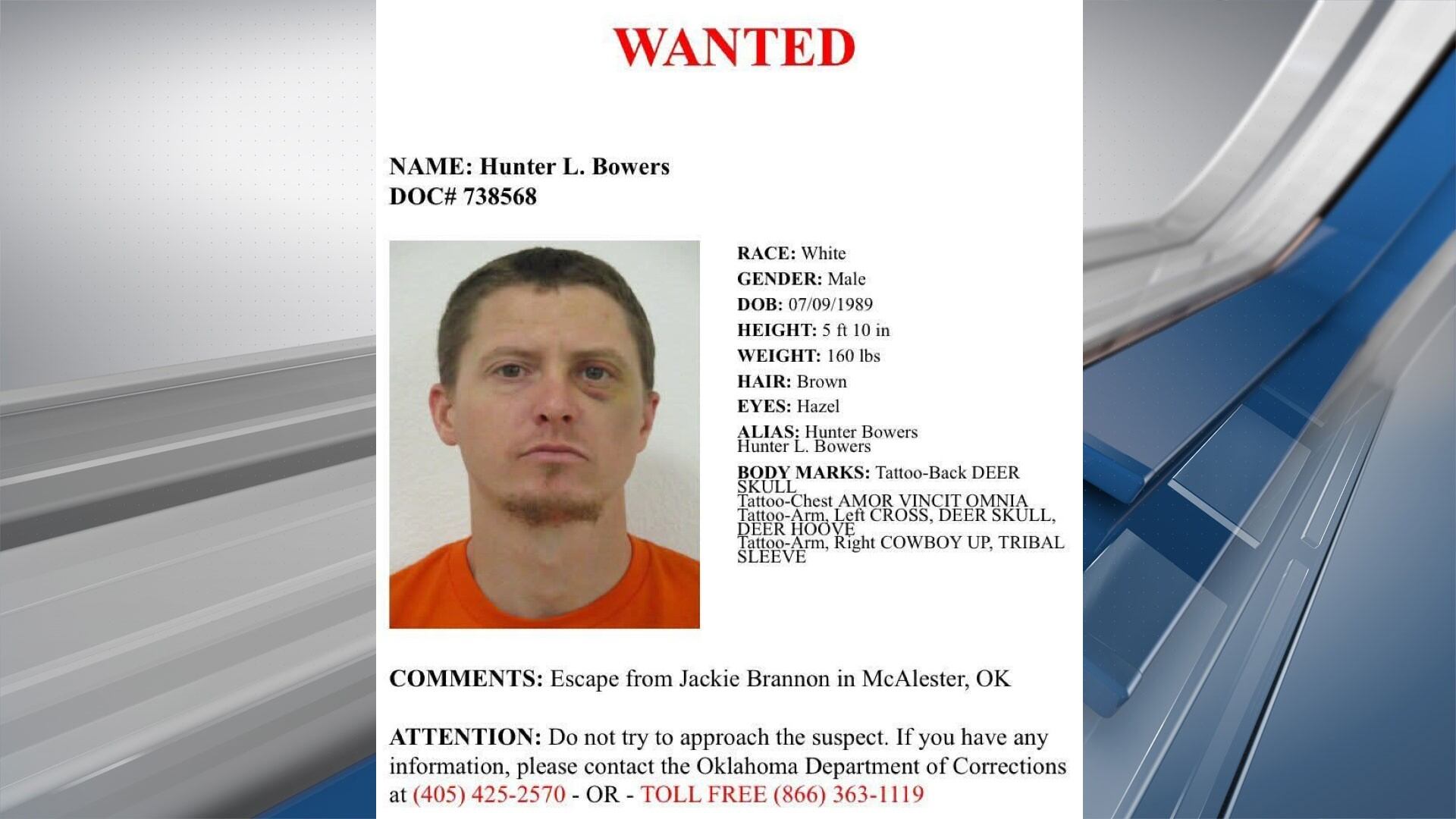 Inmate captured after walking away from McAlester correctional center