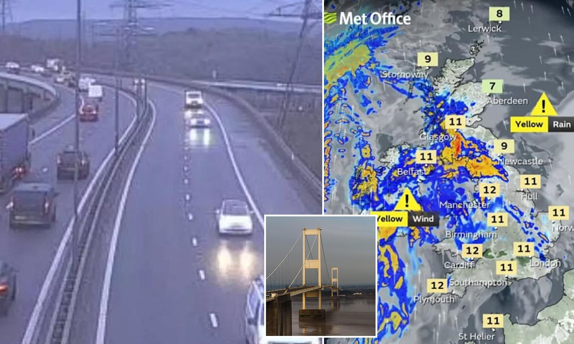 Travel chaos as Met Office issues yellow weather warnings