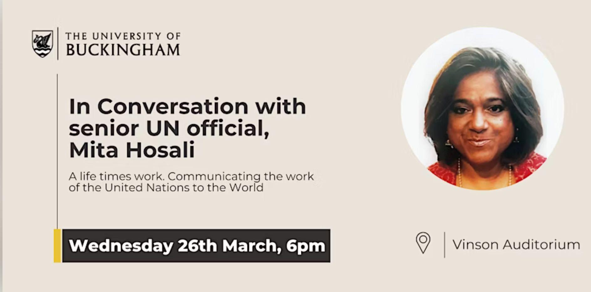 In Conversation with senior UN official, Mita Hosali