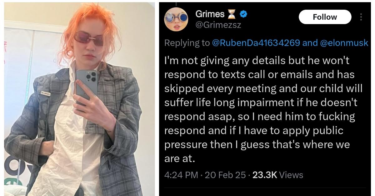 Grimes Says Elon Musk Ignores Texts Regarding Their Sick Child — She ...