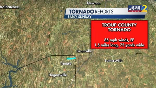 EF-0 tornado touched down in Troup County on Sunday