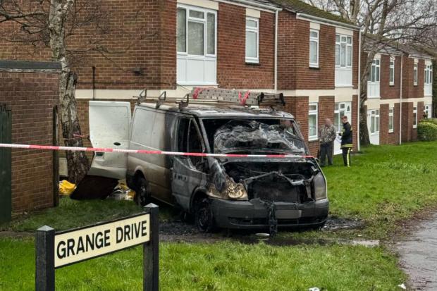 Firefighters tackle transit van blaze on Taunton's Grange Drive