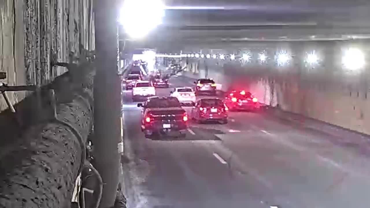 VIDEO: Concrete falls inside Massachusetts highway tunnel