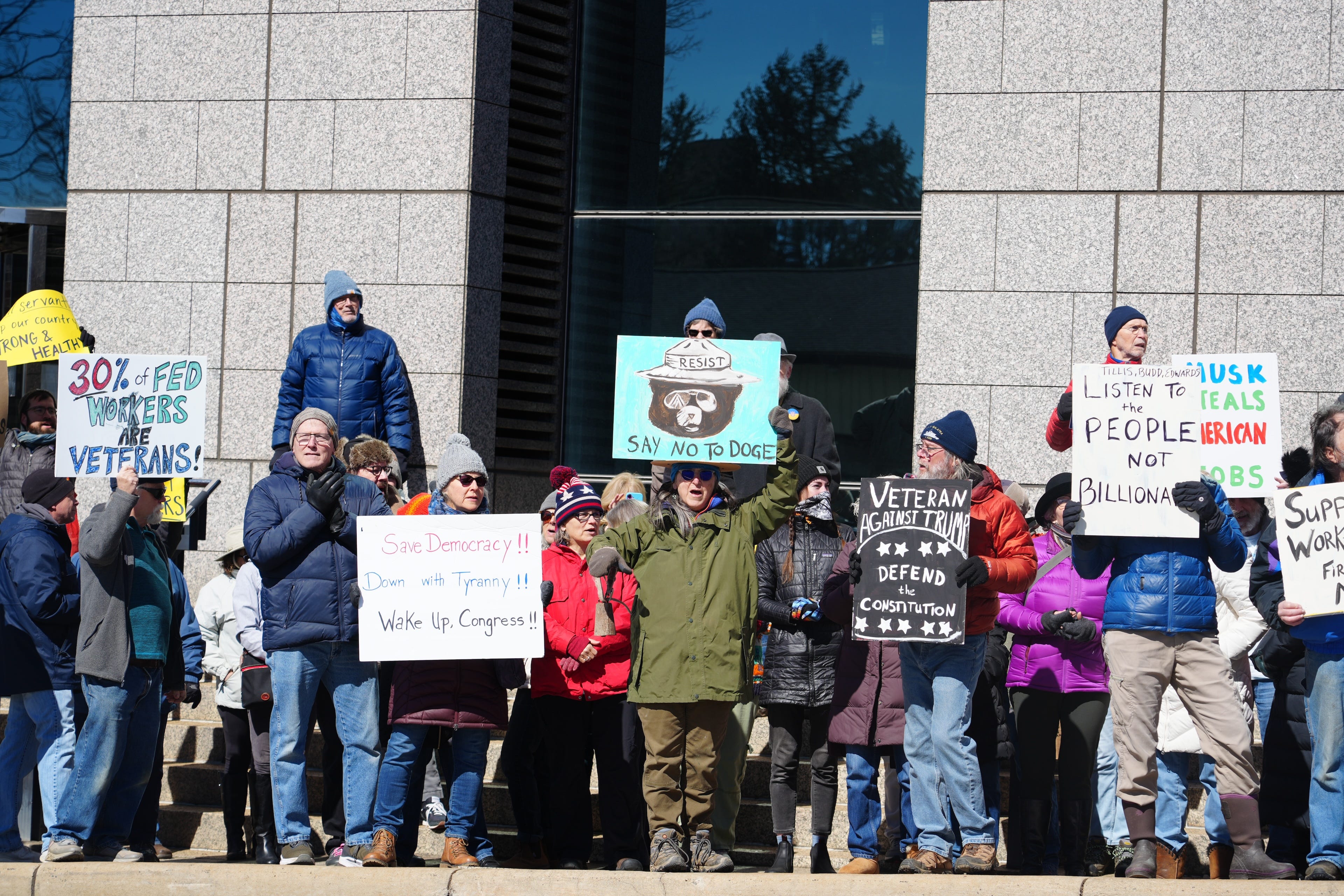 Asheville veterans show in numbers with protesters against Trump's ...