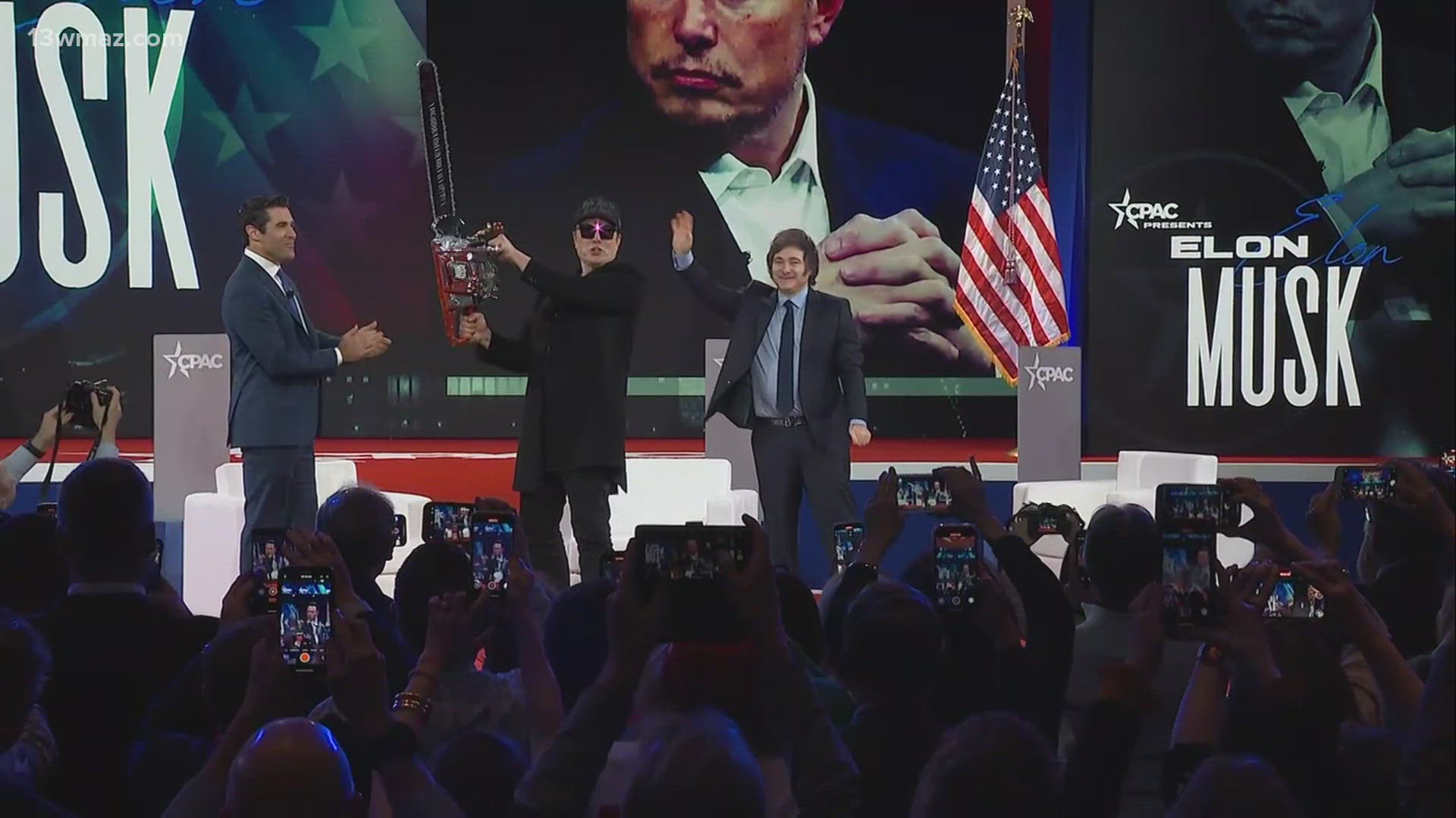 Elon Musk wield chainsaw at CPAC conference to symbolize cuts DOGE is ...