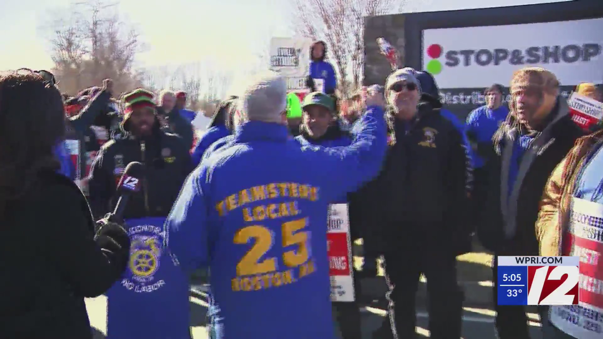 Workers picket outside Stop & Shop's Freetown distribution center