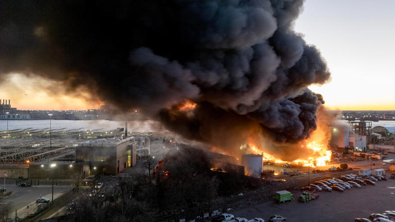Massive fire at EMR complex sends smoke billowing from South Camden
