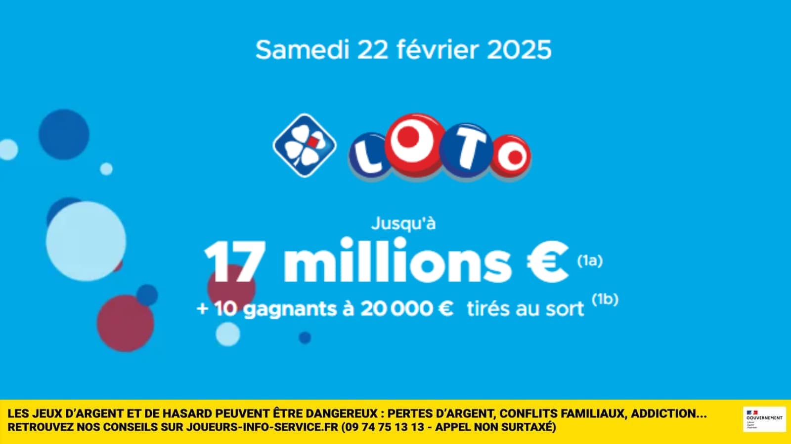17 millions d'euros à gagner au Loto aujourd'hui ! Tentez votre chance