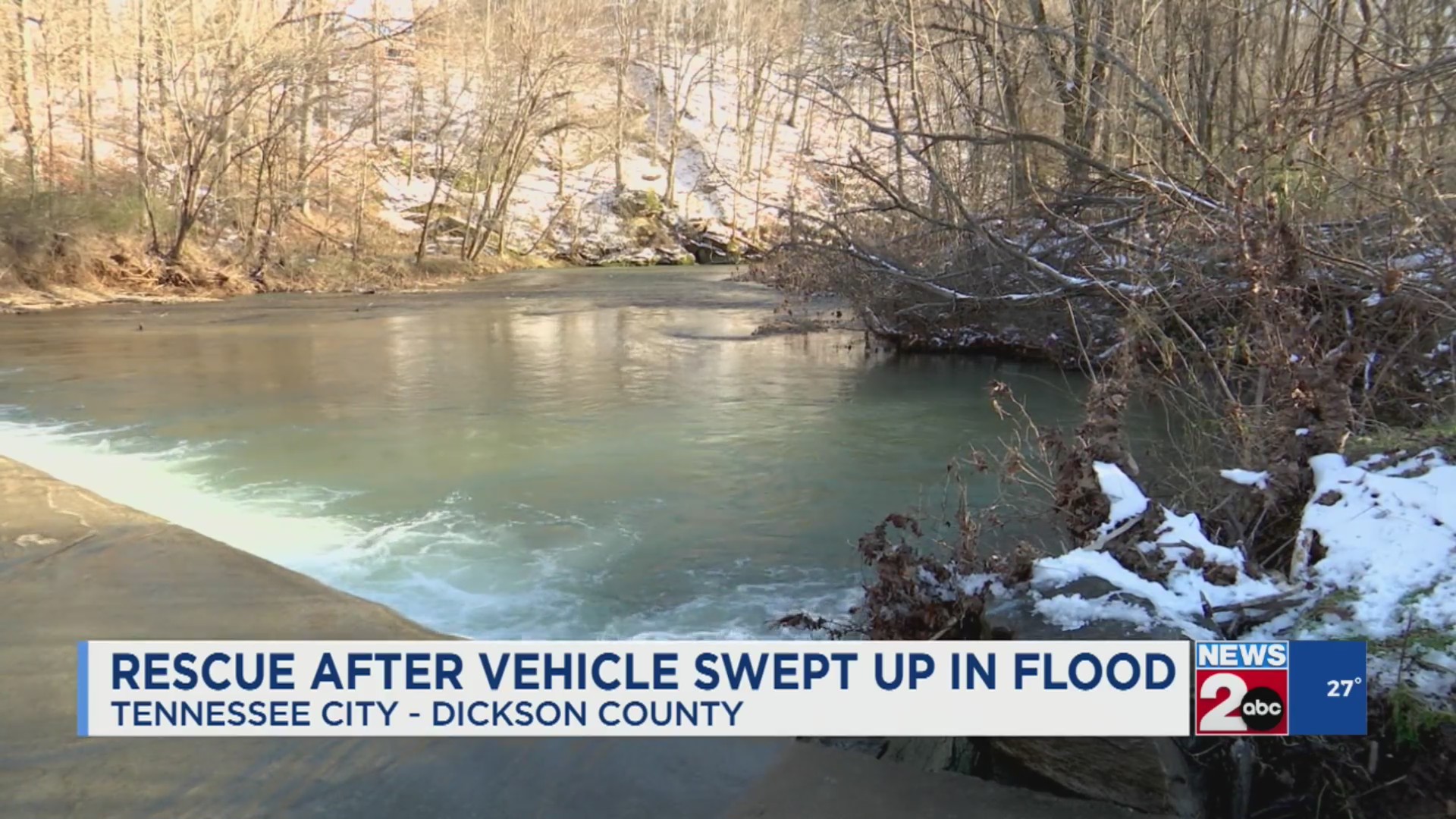 Vehicle swept up in Dickson County flood