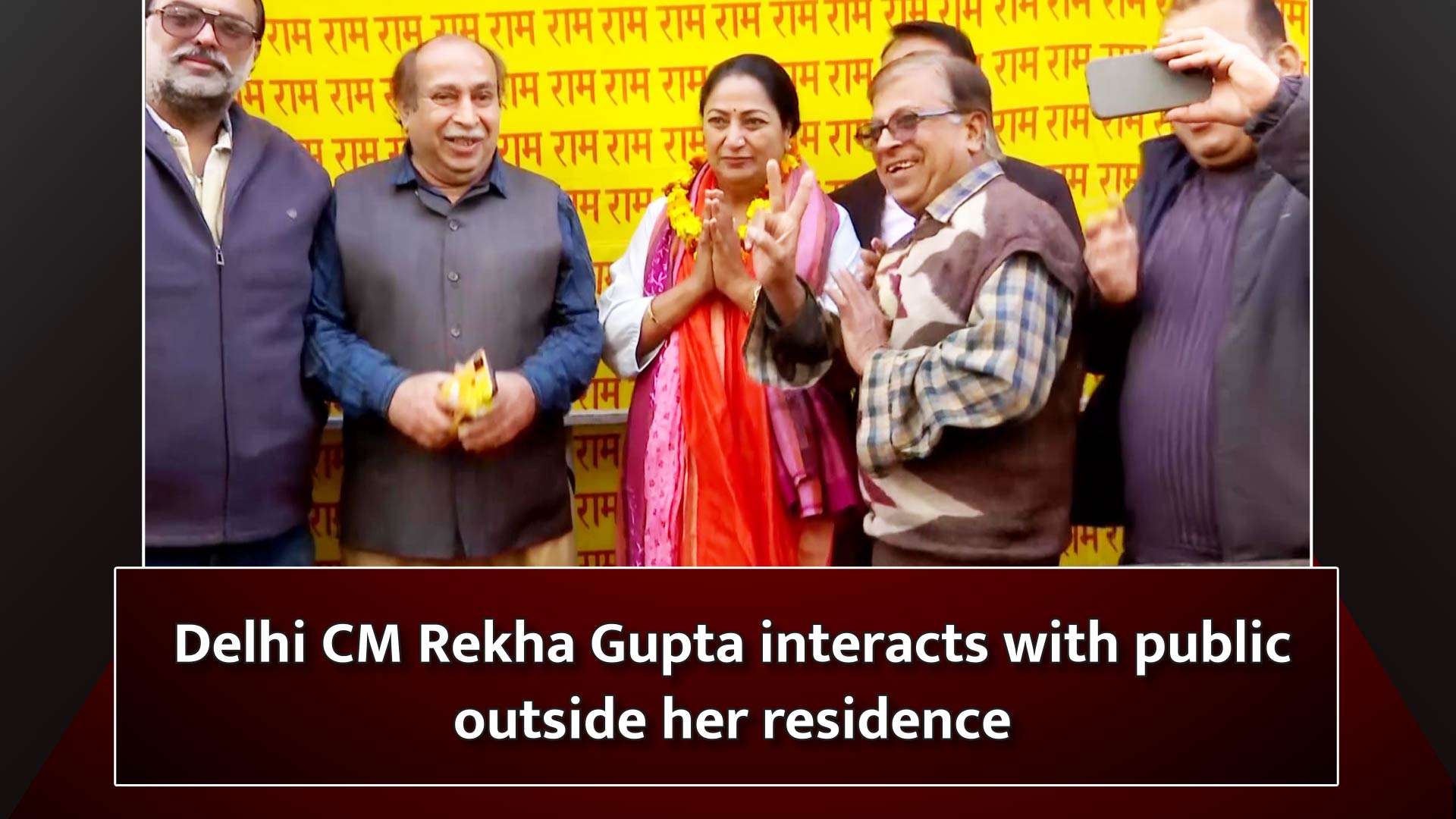 Delhi CM Rekha Gupta interacts with public outside her residence