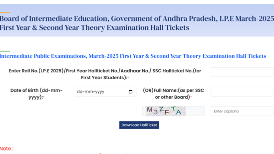 AP Inter Hall Ticket 2025 Live: Website slow, other ways to get BIEAP ...