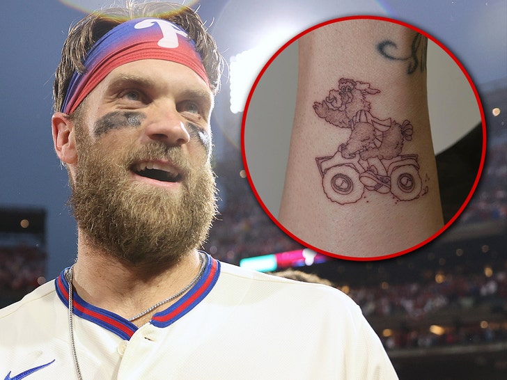 Bryce Harper Gets Phillie Phanatic Tattoo