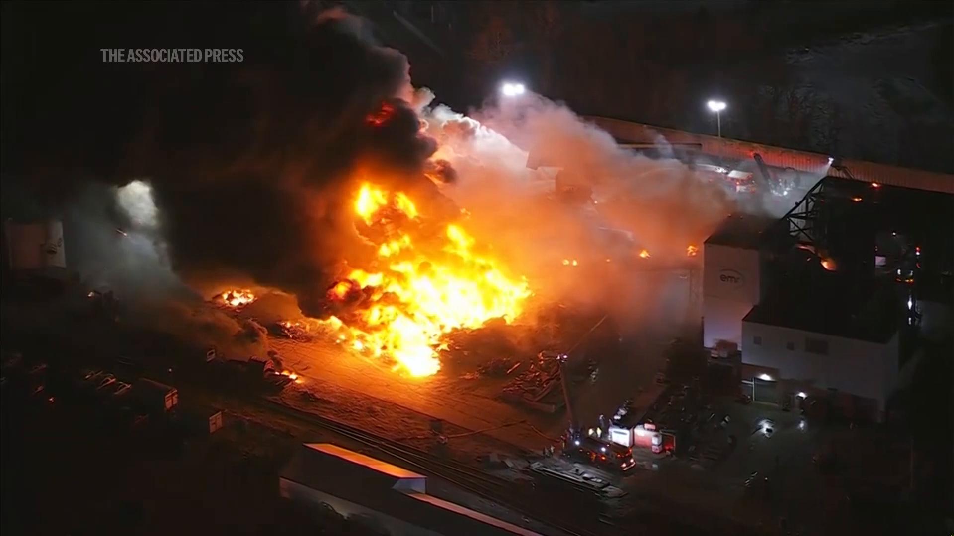 New Jersey junkyard catches on fire