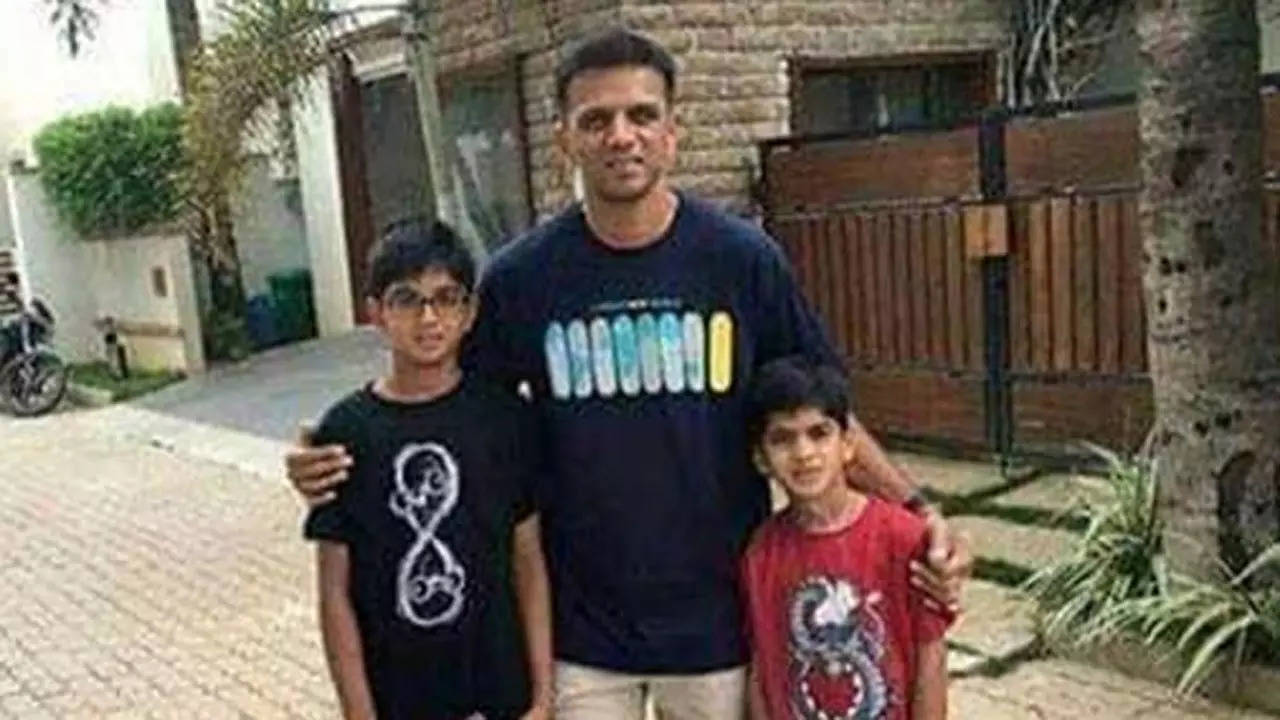 Rahul Dravid plays with his son Anvay in KSCA 3rd Division match Rahul Dravid plays with his son Anvay in KSCA 3rd Division match