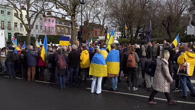 Hundreds gather in central London to march in support of Ukraine