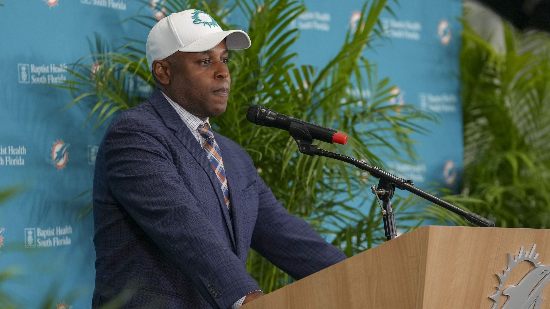 Dolphins’ Chris Grier is one of three general managers not scheduled to ...