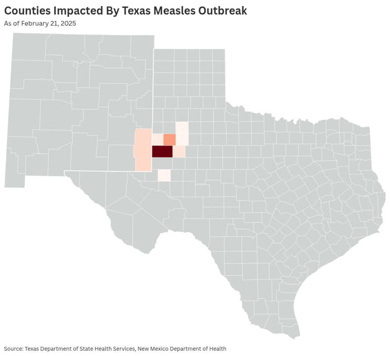 Texas Measles Map Shows Hardest Hit Counties as Outbreak Grows