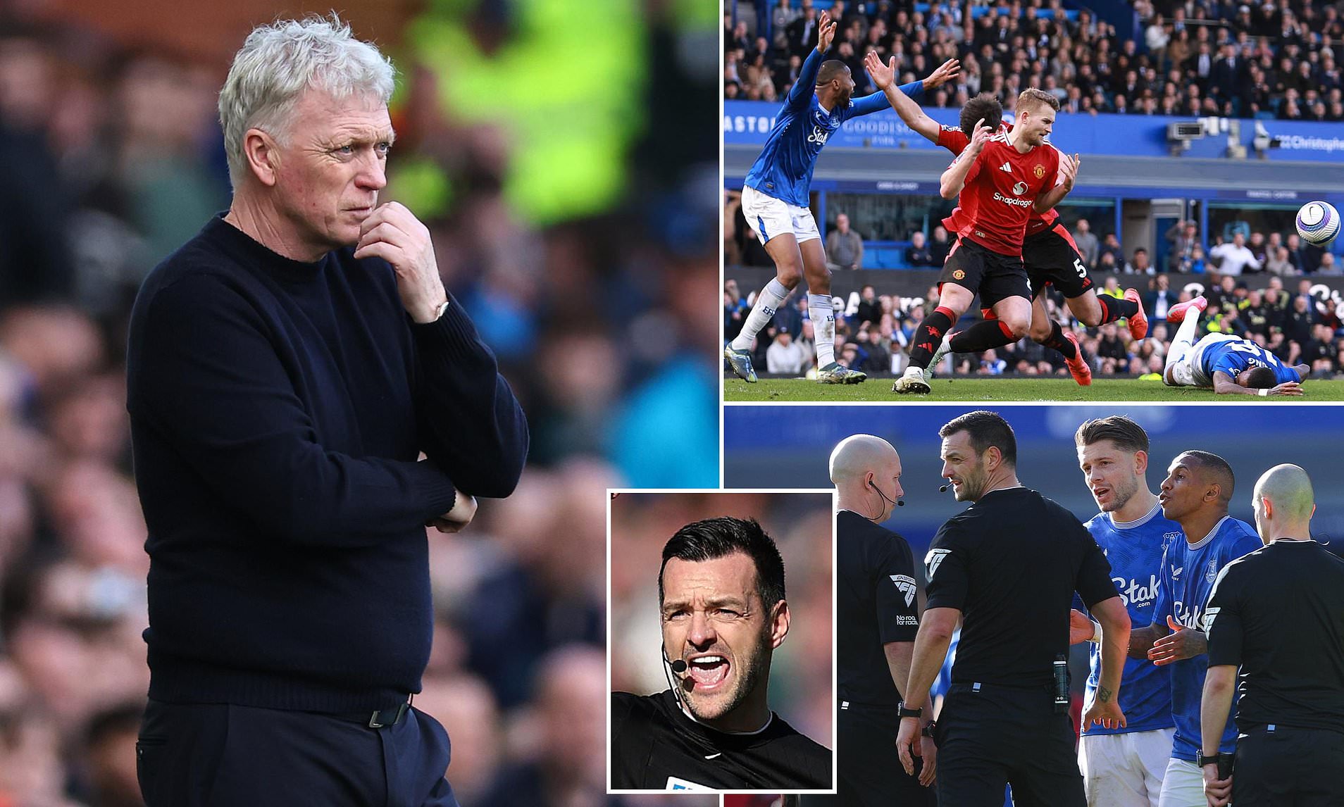 David Moyes is left FUMING after Everton's late penalty against Man United is overturned - as he ...