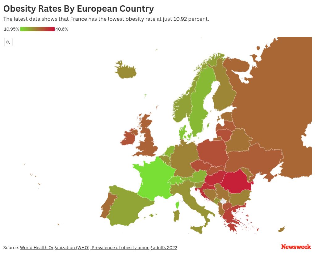 Map Reveals How Obesity Rates in the U.S Compares to Europe