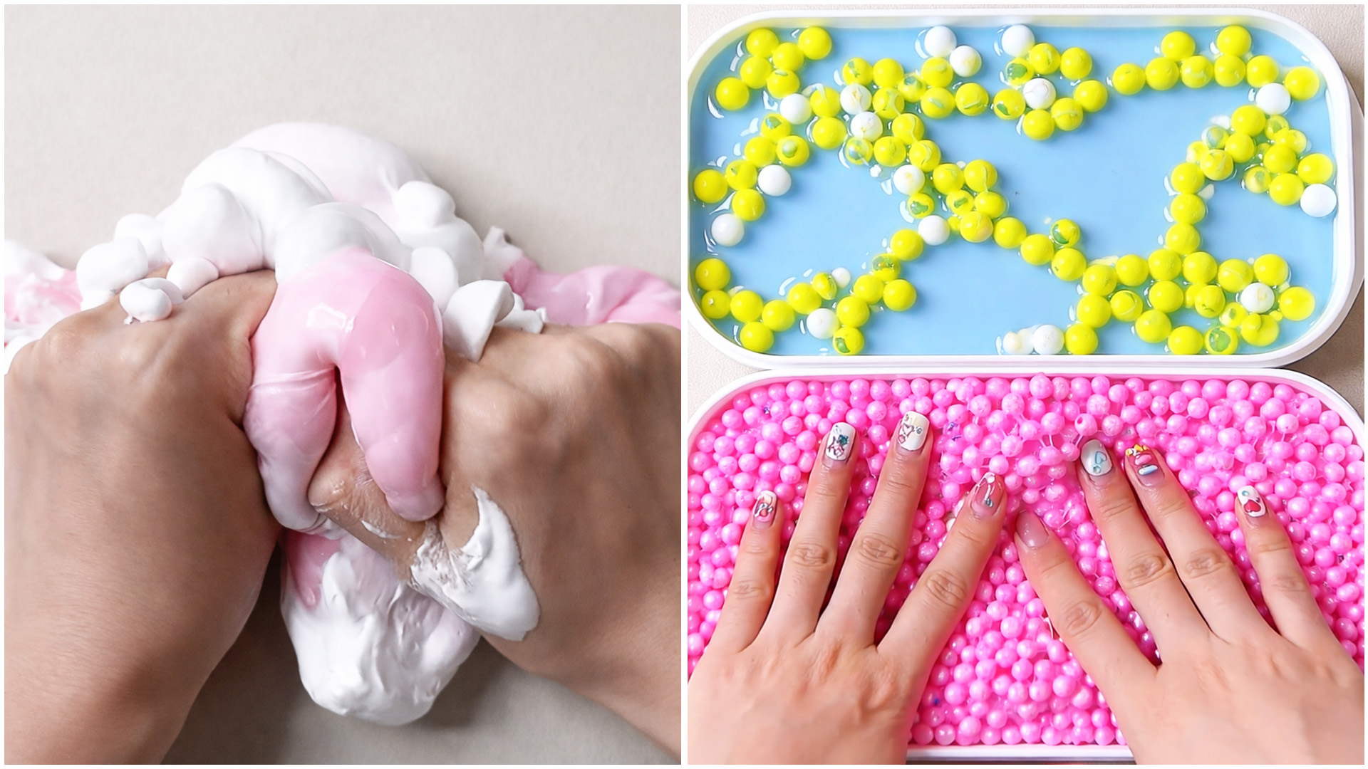Soft slime folding with colorful bead texture