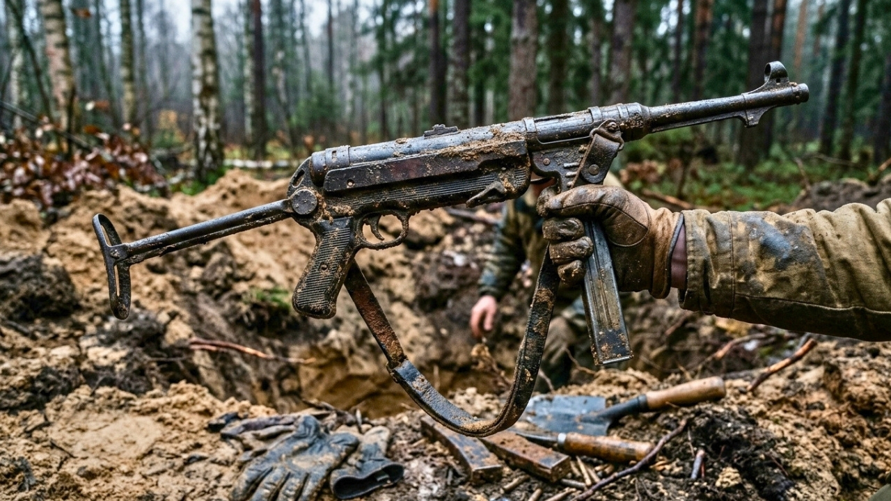 WW2 battlefield search took a stunning turn when an intact MP40 emerged ...