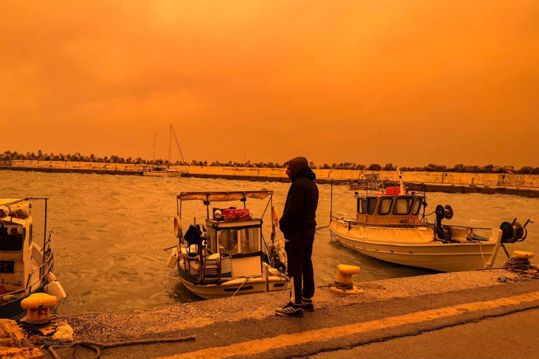 Skies turn blood red over Crete after deadly Sahara dust storm blows in