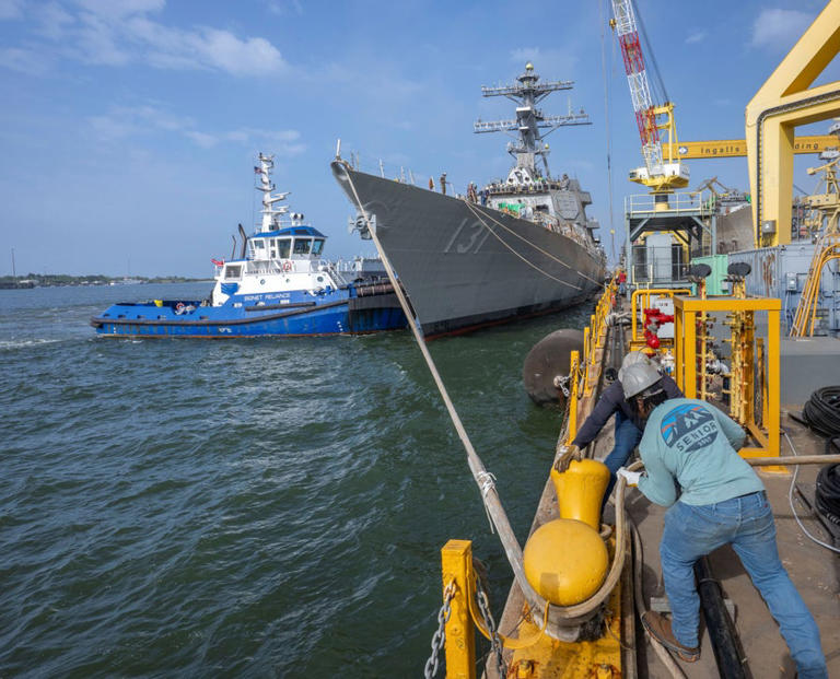 US Navy destroyer USS George M Neal launched at Ingalls Shipbuilding
