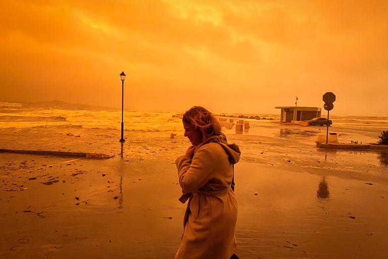 Skies turn blood red over Crete after deadly Sahara dust storm blows in