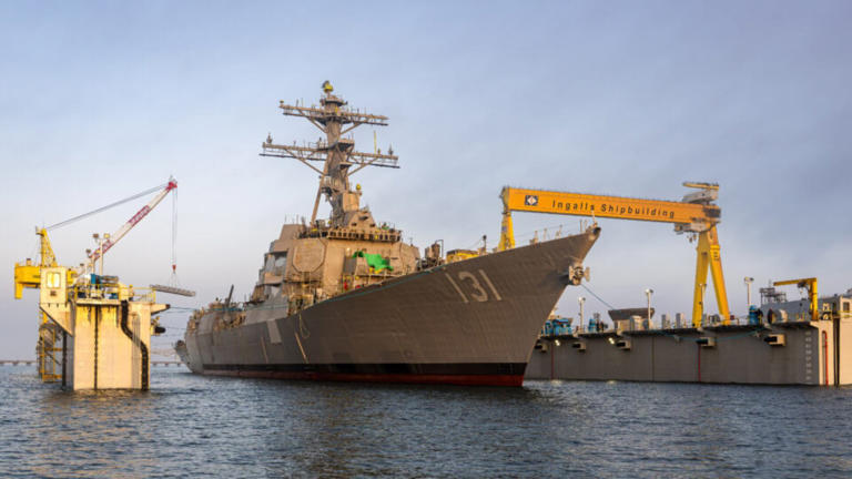 Ingalls launches guided missile destroyer George M Neal
