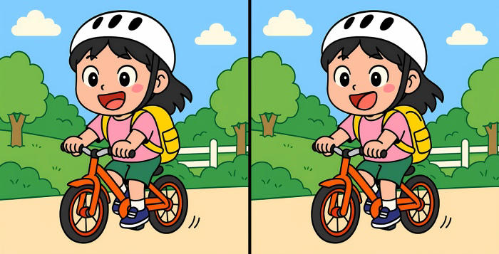 This spot the difference puzzle of a girl on a bicycle is stumping ...