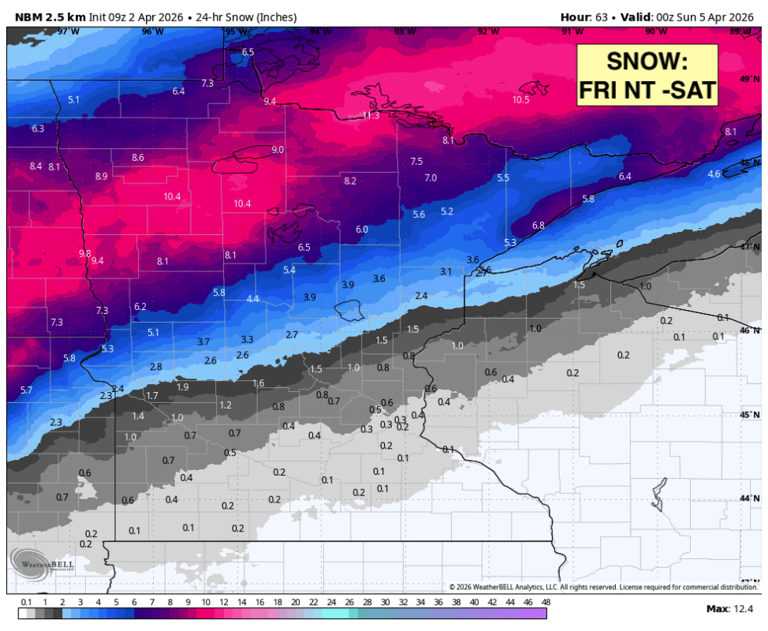Winter storm waves could bring 12+ inches of snow to parts of Minnesota
