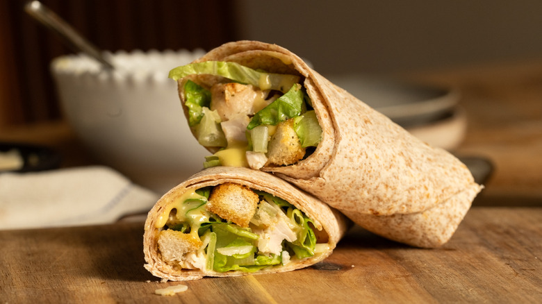 Easy chicken caesar wrap with homemade croutons recipe