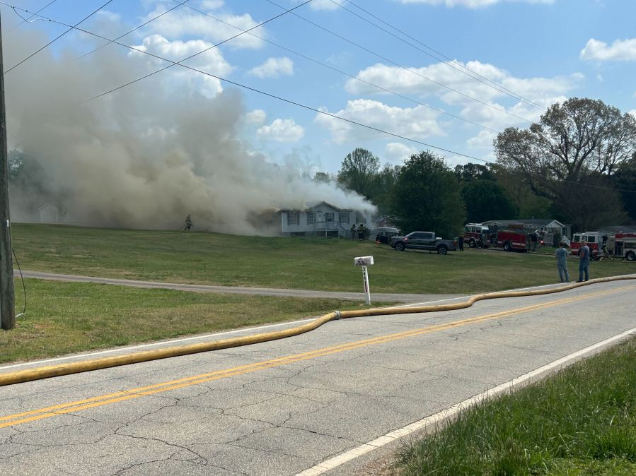 Firefighters on scene of house fire in Greer