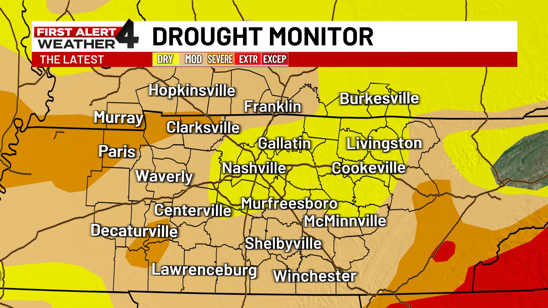 Drought worsens across Middle Tennessee
