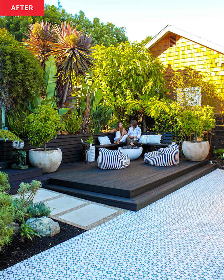 This wonky backyard got a Mediterranean makeover that feels like a vacation