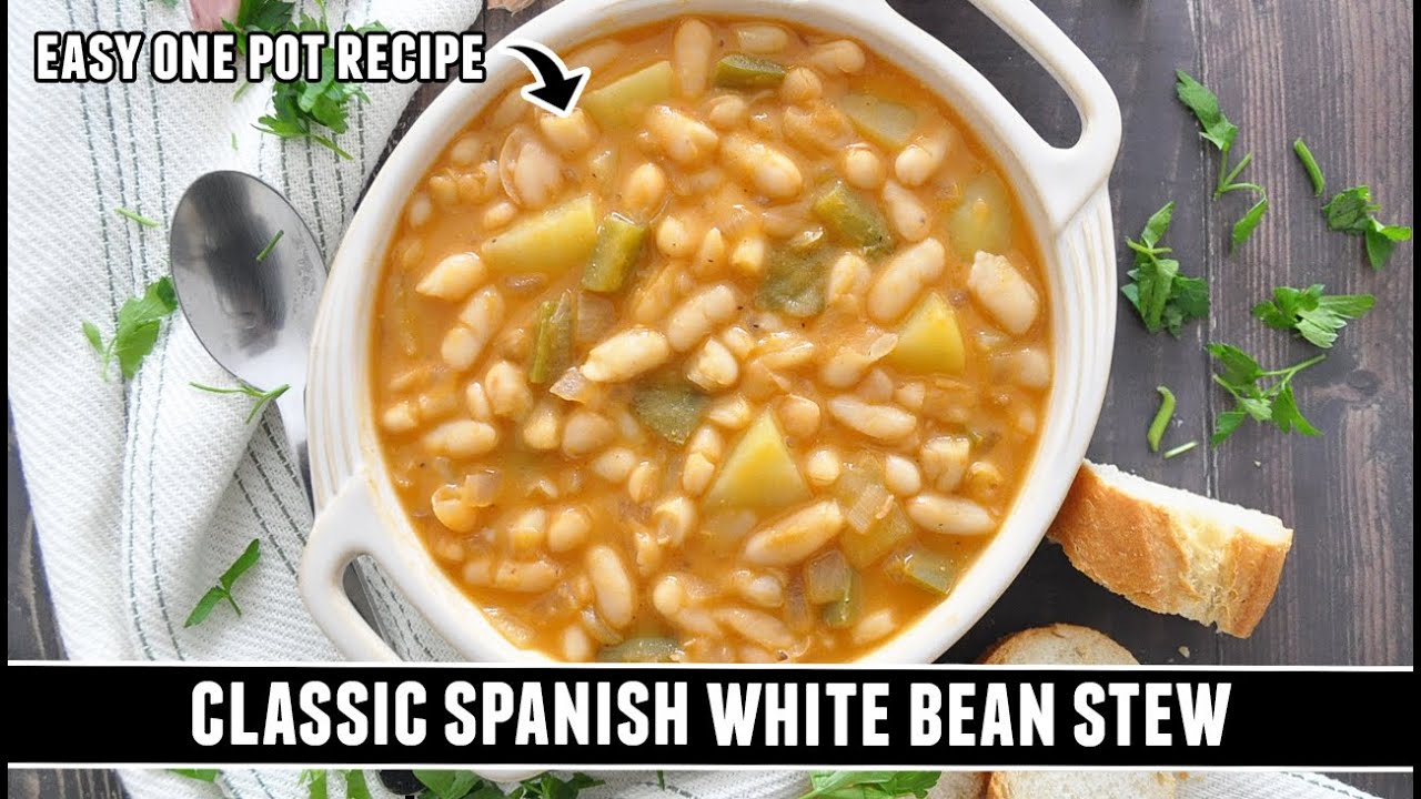 Classic Spanish white bean stew: Iconic traditional recipe