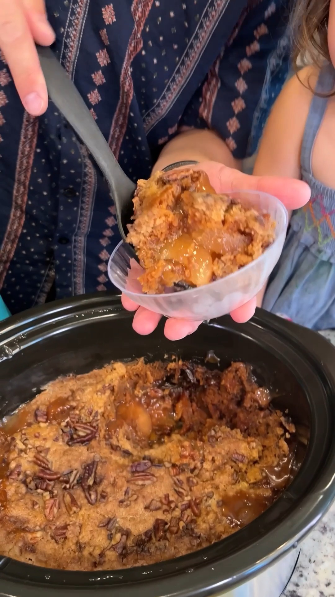 Caramel apple cake with my daughters
