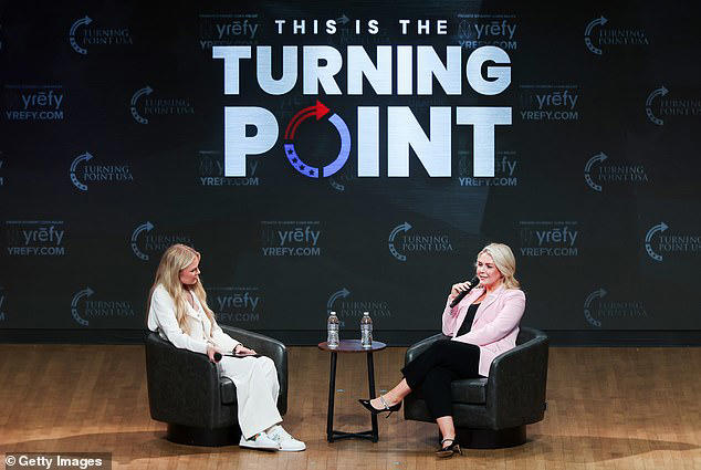 Dramatic moment question is shouted down at Erika Kirk's TPUSA event ...