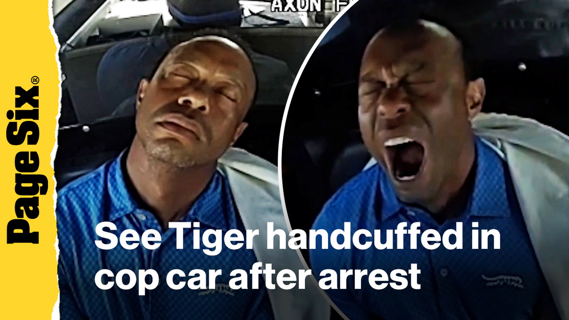 Handcuffed Tiger Woods looks irritated in cop car after rollover crash ...