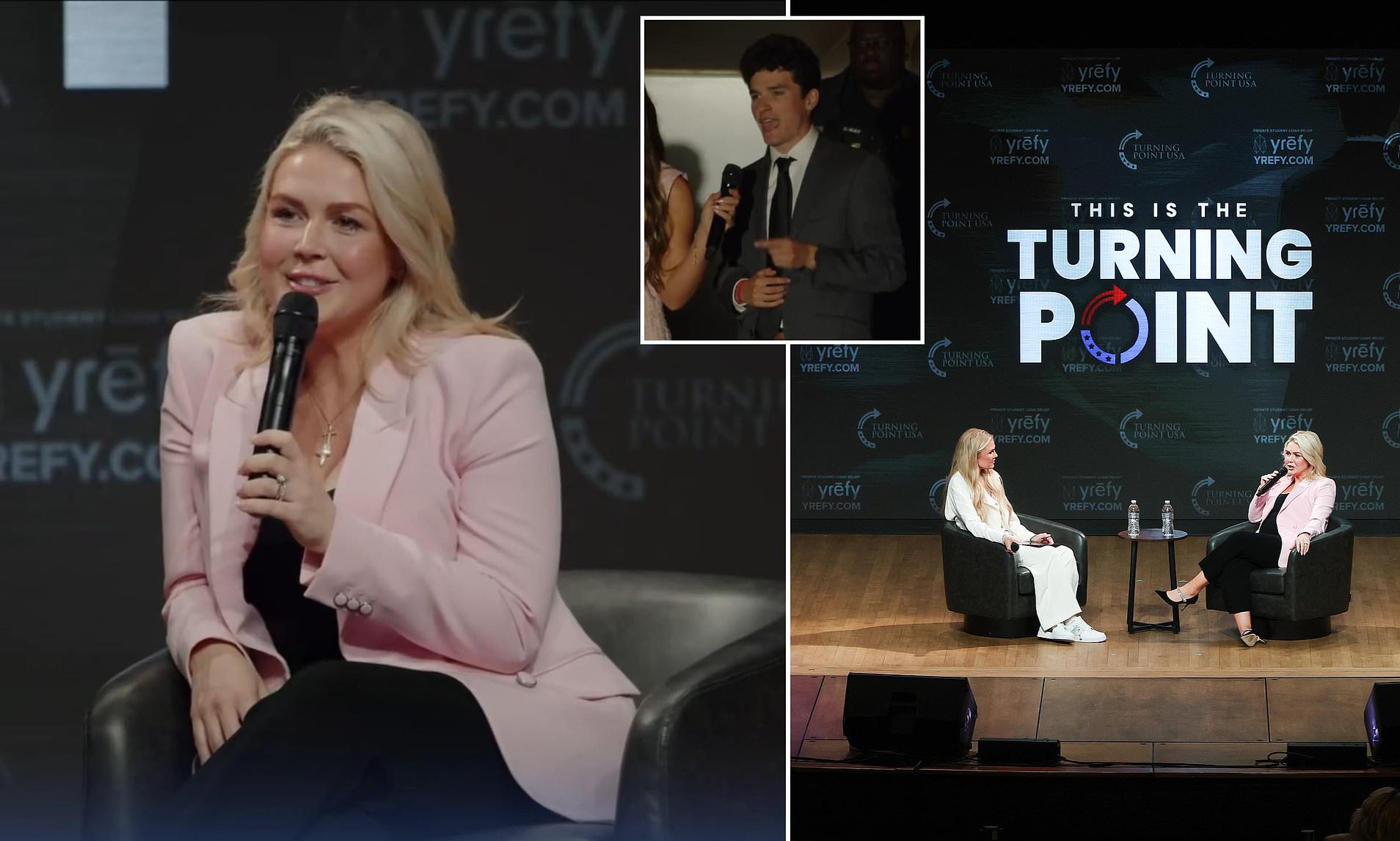 Dramatic moment question is shouted down at Erika Kirk's TPUSA event ...