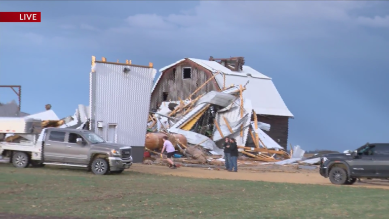 Buildings, poles damaged by storms in rural Charlotte