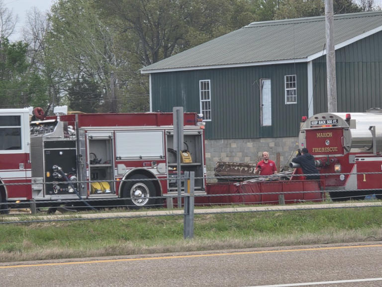 Large fire on Interstate 55 in Marion, AR