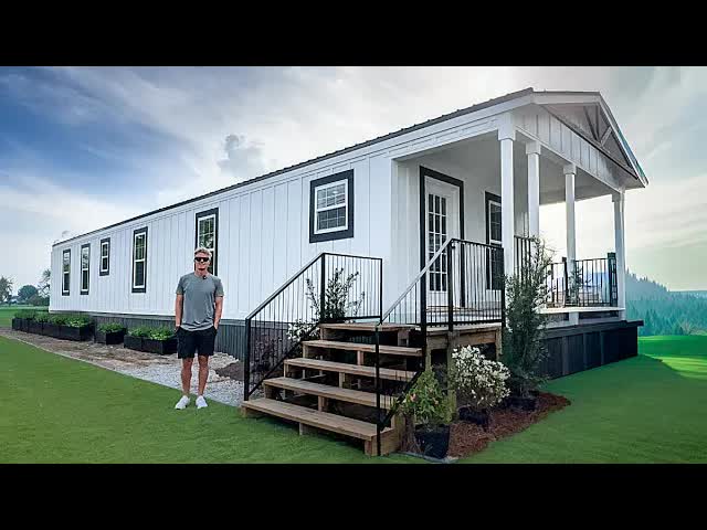 Inside the 990 square foot prefab home with a coastal cottage look!