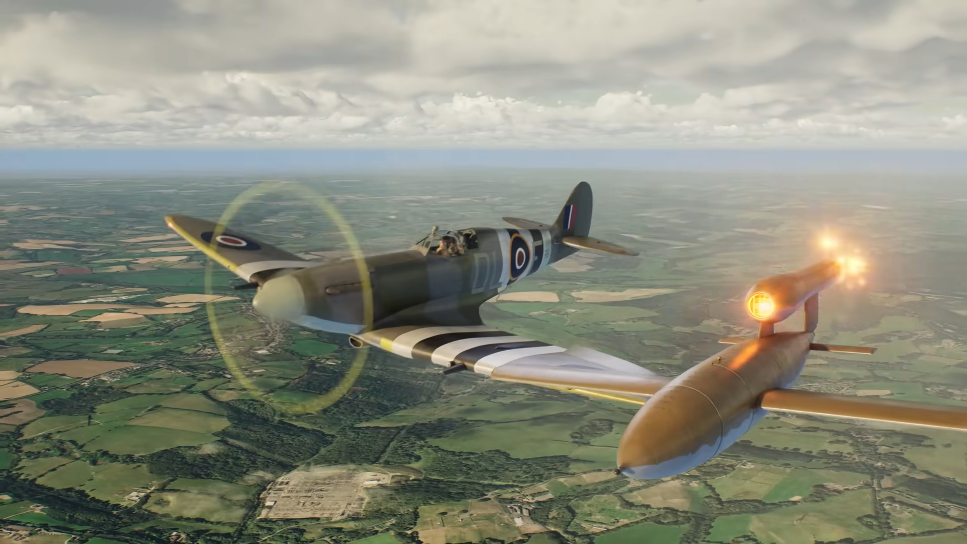 Watch this pilot tip a flying bomb mid-air - "No room for error"