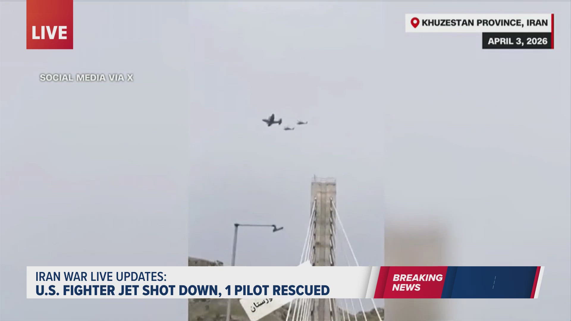 One pilot rescued after US fighter jet shot down over Iran