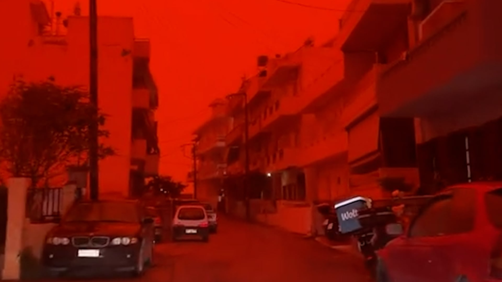 Saharan dust storm brings blood red skies to parts of Greece